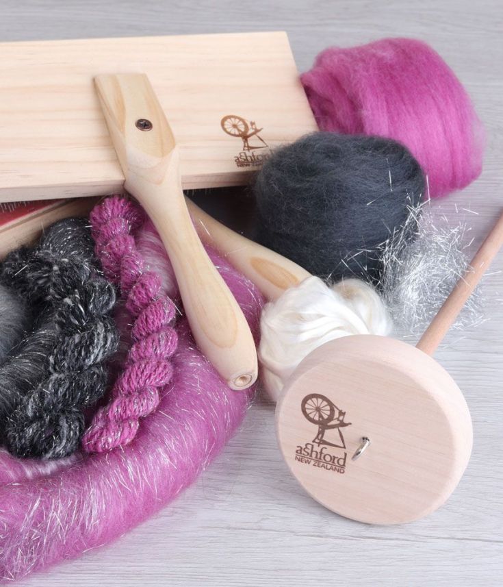 Ashford Introduction to Spinning Kit - Drop Spindle, Carders and Fibre ...